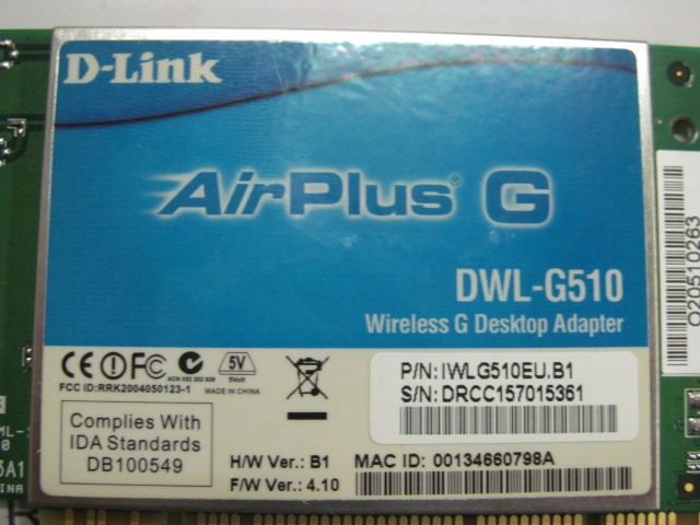 Wi-Fi адаптер PCI D-link AirPlusG DWL-G510